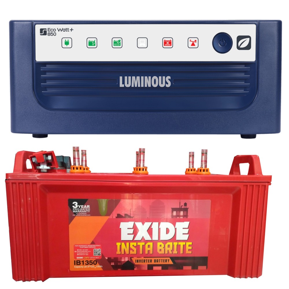 Buy Luminous ECO WATT+ 850 Square Wave Inverter & EXIDE INSTABRITE ...