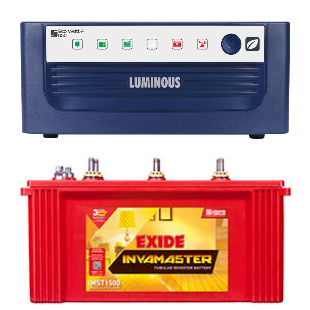 Buy Luminous ECO WATT+ 650 Square Wave Inverter & Exide Inva Master ...
